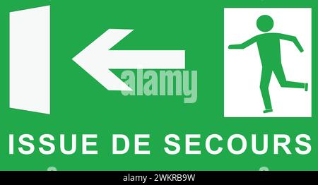 Rectangular sign with green background: emergency exit Stock Photo - Alamy