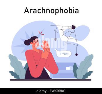Phobia. Human's irrational inner fears and panic. Mental disorder ...