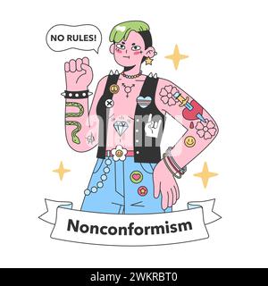 Nonconformism personified in a vibrant character, rebelling against ...