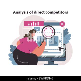 Direct competitors analysis concept. Specialist scrutinizing business ...