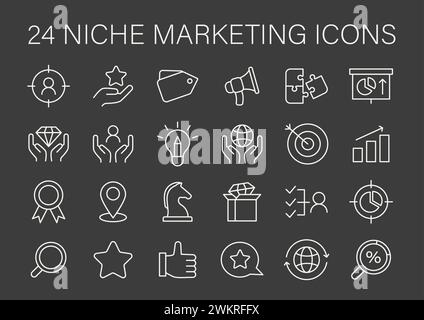 Niche Marketing set. Tailored strategy symbols for targeted audience ...