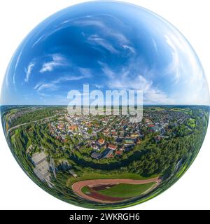 Aerial view of Olching in the district of Fürstenfeldbruck in Upper ...