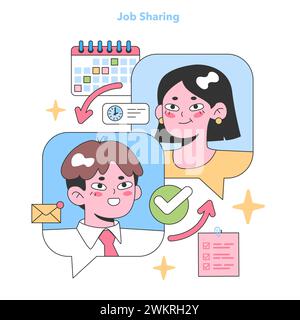 Two colleagues collaborate in job sharing, dividing tasks and managing ...