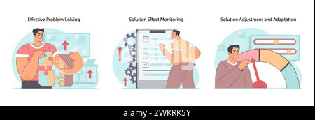 Solution assessment set. Stages of processing complicated situation ...