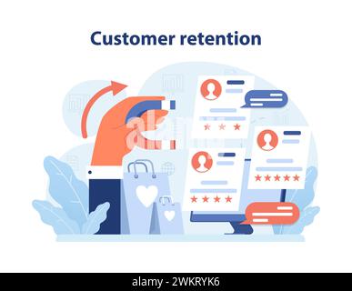Focused woman analyzing customer reviews and ratings to boost retention ...