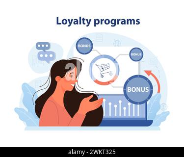 Market penetration concept. Enthusiastic woman engaging with loyalty ...