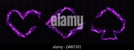 Purple lightning frames set isolated on transparent background. Vector ...