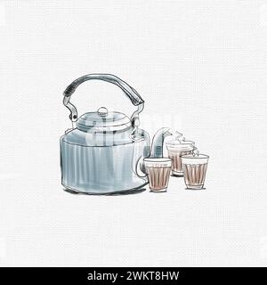 Mumbai cutting chai illustration, Cutting Chai (Indian Tea Glass) with ...