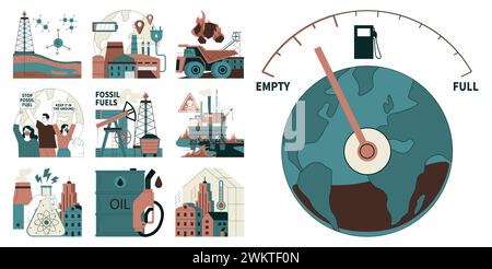 Non Renewable Sources of Energy Illustration with Nuclear, Petroleum ...