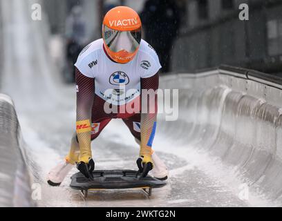 KEISINGER Felix (Germany) at the finish line, behind flags / banners ...
