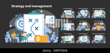 Strategy and management set. Comprehensive business strategy and ...