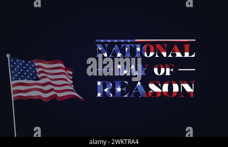 National Day Of Reason Text With usa flag background illustration ...