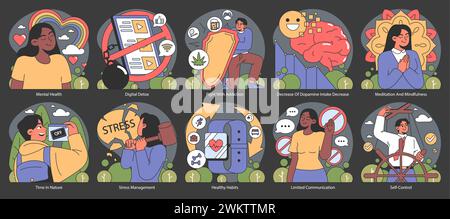 Dopamine fasting set. Engaging in mindful practices and reducing ...