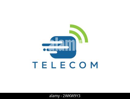 Minimalist dynamic telecom logo design vector template. Modern ...