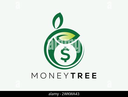 Minimalist Money tree logo design vector template. Money grow ...