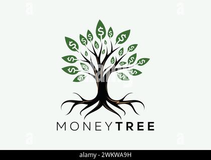 Minimalist Money tree logo design vector template. Money grow ...