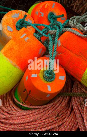Crab pot floats, Port of Newport, Newport, Oregon Stock Photo - Alamy