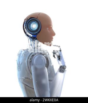 3d rendering artificial skin or human-like skin ai robot in factory ...