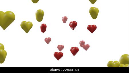 Image of colorful hearts moving on white background Stock Photo - Alamy