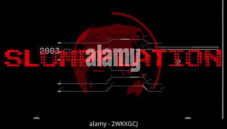 Image of slumpflation text in red over graph, world map and charts processing data Stock Photo ...