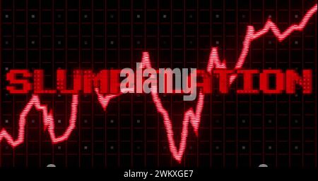 Image of slumpflation text in red over graph, world map and charts processing data Stock Photo ...