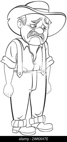 Black and white drawing of a sad cowboy Stock Vector Image & Art - Alamy