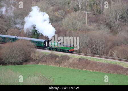 Steam train at Swanage Railway seen from Corfe Castle Stock Photo - Alamy