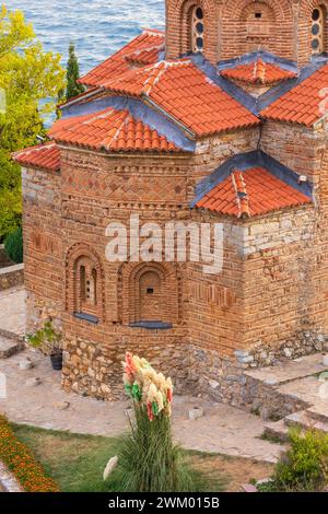 Close-up view of the North Macedonia national flag waving in the wind ...