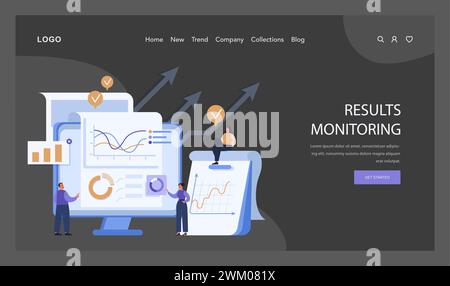 Results Monitoring concept. Professionals scrutinize data analytics for ...