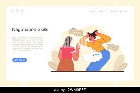 Negotiation Skills concept. A dynamic exchange portrays the challenges ...