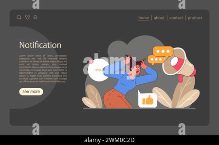 Digital detox web or landing set. Characters practicing mindfulness ...