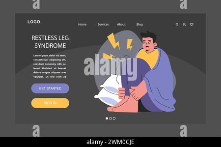 Restless legs syndrome or RLS. Nighttime problem. Insomniac man with ...