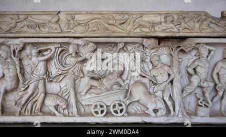 Roman sarcophagus. Dionysiac ceremonial procession. Mable. 160-180 AD ...