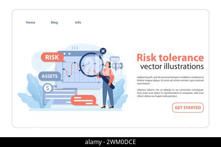 Risk tolerance concept. Woman analyzes financial graphs, gauging ...