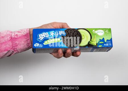Sigulda, Latvia - January 15, 2024: OREO Cookie Ice Cream Matcha Flavor ...