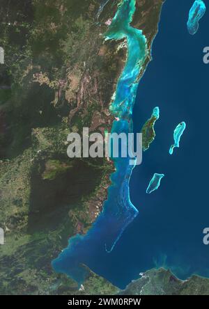 Color satellite image of Belize and neighbouring countries, with ...