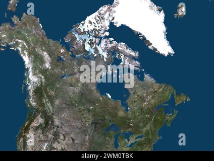 Color satellite image of Canada and neighbouring countries Stock Photo ...