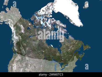 Color satellite image of Canada and neighbouring countries Stock Photo ...