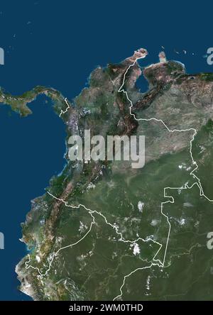 Color satellite image of Colombia and Ecuador, and neighbouring ...