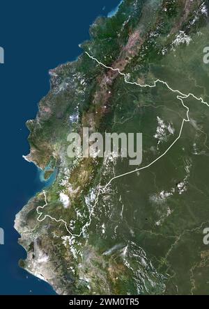 Color satellite image of Ecuador, with borders and mask Stock Photo - Alamy