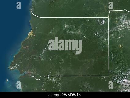 Color satellite image of Equatorial Guinea, with mask Stock Photo - Alamy