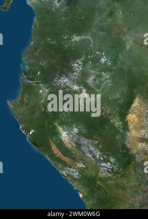 Color satellite image of Gabon and Equatorial Guinea and other ...