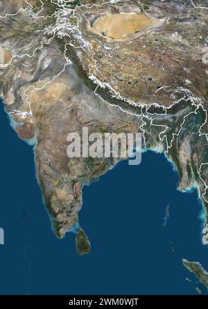 Color satellite image of Bhutan and neighbouring countries in the ...