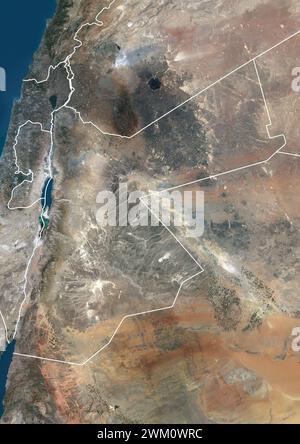 Color satellite image of Jordan and neighbouring countries Stock Photo ...
