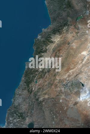 Color satellite image of Lebanon and neighbouring countries, with ...