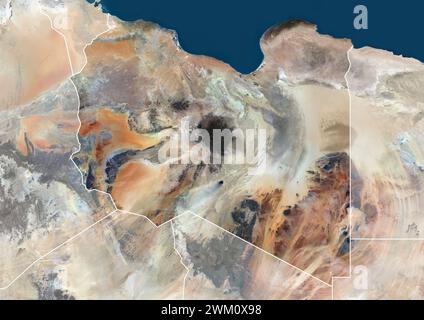 Color satellite image of Libya, with mask Stock Photo - Alamy