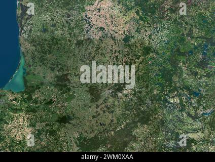 Color satellite image of Lithuania and neighbouring countries, with ...