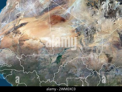 Color satellite image of Mali and neighbouring countries Stock Photo ...