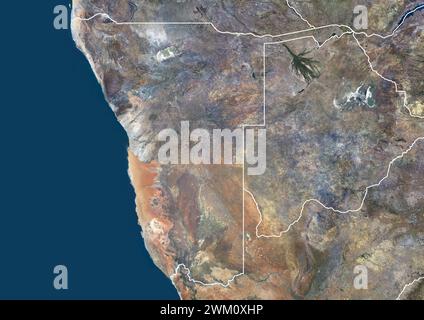 Color satellite image of Namibia and neighbouring countries Stock Photo - Alamy