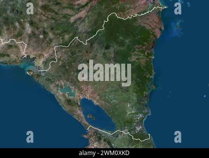 Color satellite image of Nicaragua and neighbouring countries Stock ...